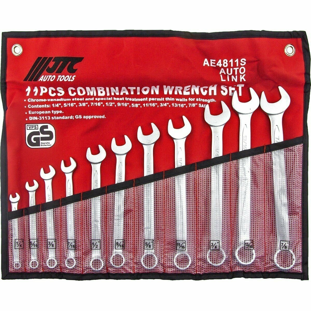 JTC-AE4811S Набор ключей комбинированных 1/4”-7/8”(в планшете) 11пр.