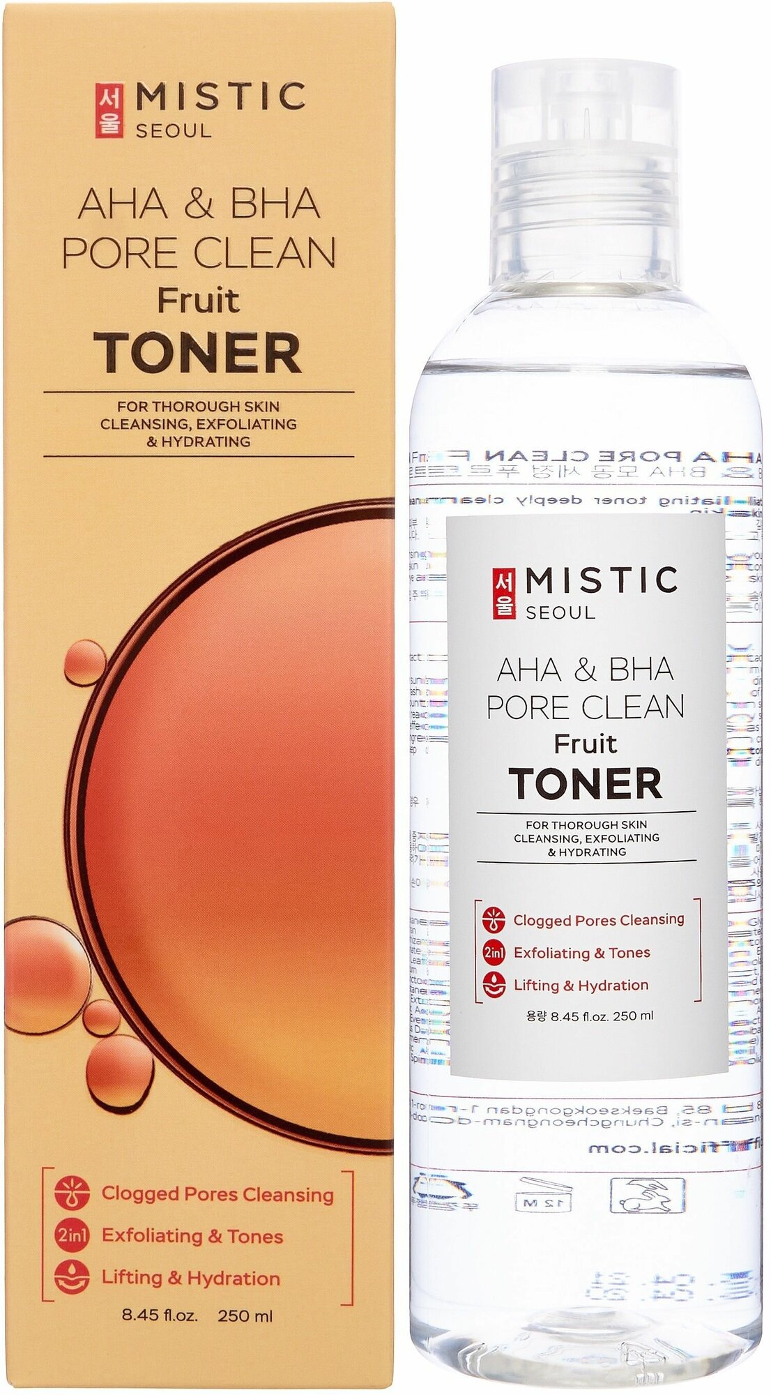 MISTIC AHA & BHA PORE CLEAN Fruit Toner Очищающий тонер с фруктовыми кислотами, 250 мл