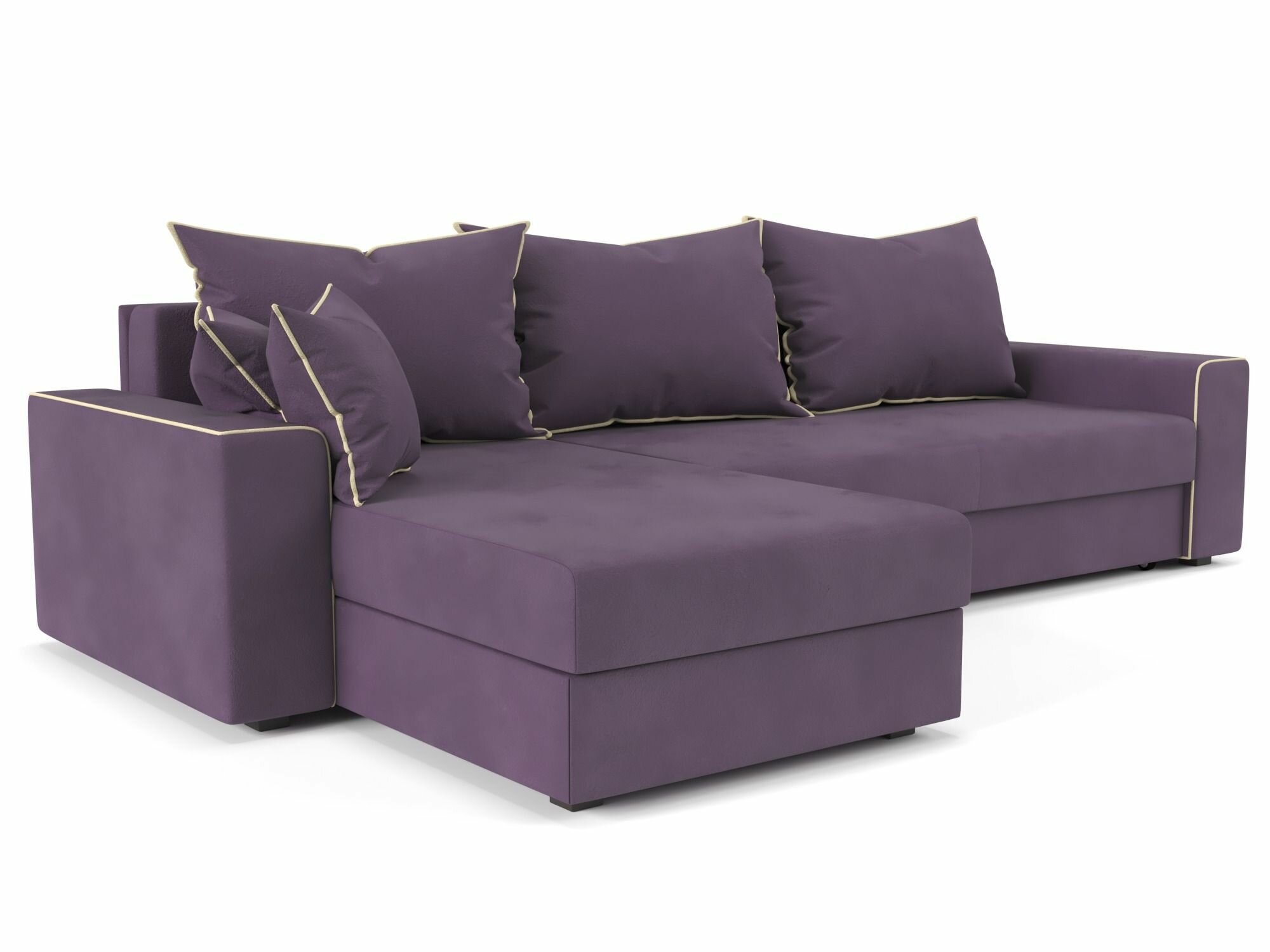 Мягкий угловой диван Soft Element Джепсон Violet левый, дизайнерский, флок, с подушками, стиль лофт, современный, в зал