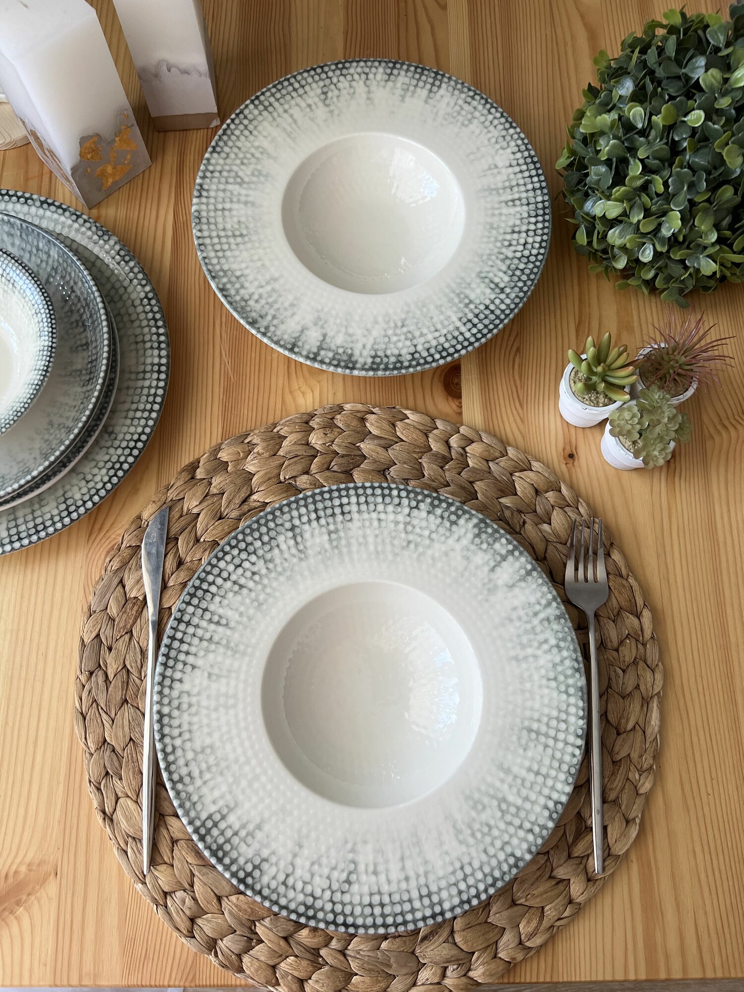 Тарелка для пасты 25 см (2 шт), цвет белый с рисунком