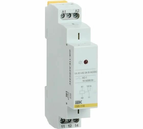 Промежуточное реле IEK OIR 1 контакт 16А 24В AC/DC OIR-116-ACDC24V