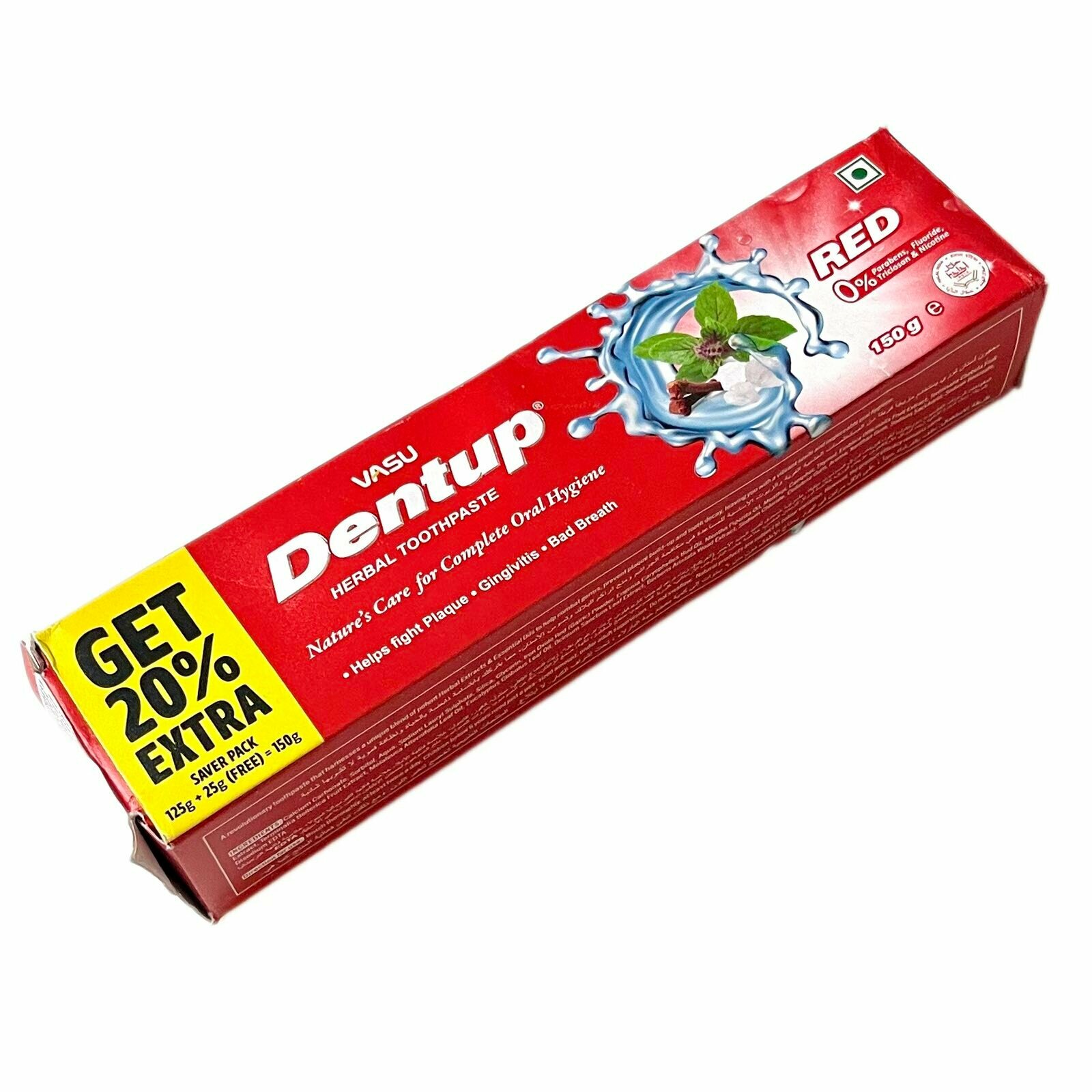 DENTUP Herbal Toothpaste, RED, Vasu (дентап, Зубная паста на травах, РЭД, Васу), 150 г.