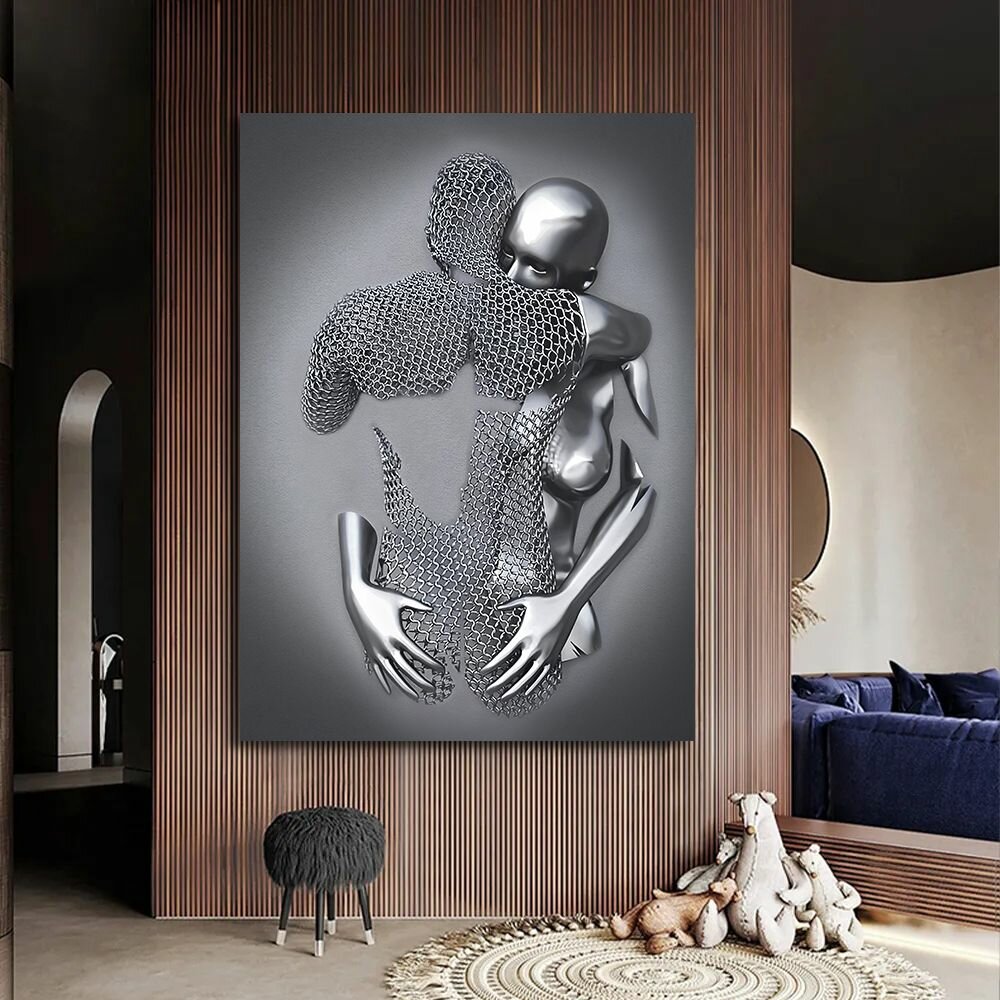 Картина "Металлическая любовь", 3D, на подрамнике, холст, 60x80 см