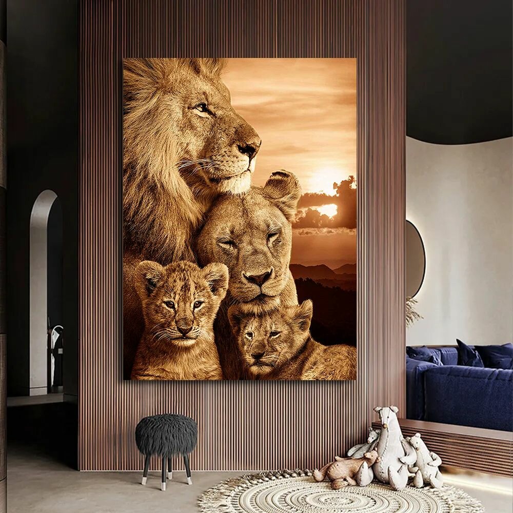 Картина ВсеКартины. Тут "Лев и львица", 30x40 см, на холсте, на подрамнике, дерево