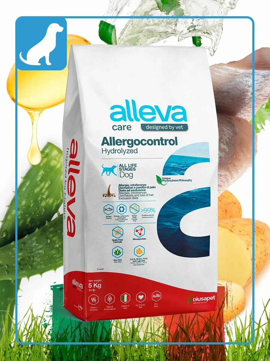 Alleva Care Dog Allergocontrol сухой диетический корм для взрослых собак при пищевой аллергии - 5 кг