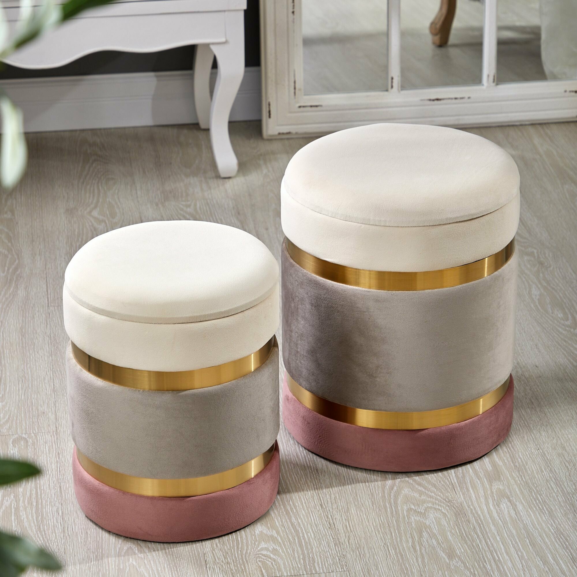 49-335/BM Пуфы с крышкой, набор 2 предмета 36х36х44; 31х31х36см, Glasar