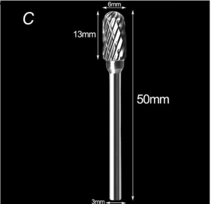 Фрезы из карбида вольфрама с хвостовиком 3 мм, вращающийся инструмент, заусенцы, двойная Алмазная Бриллиантовая фреза, металлическое дерево, электрическое шлифование Milling Cutter C 1pc