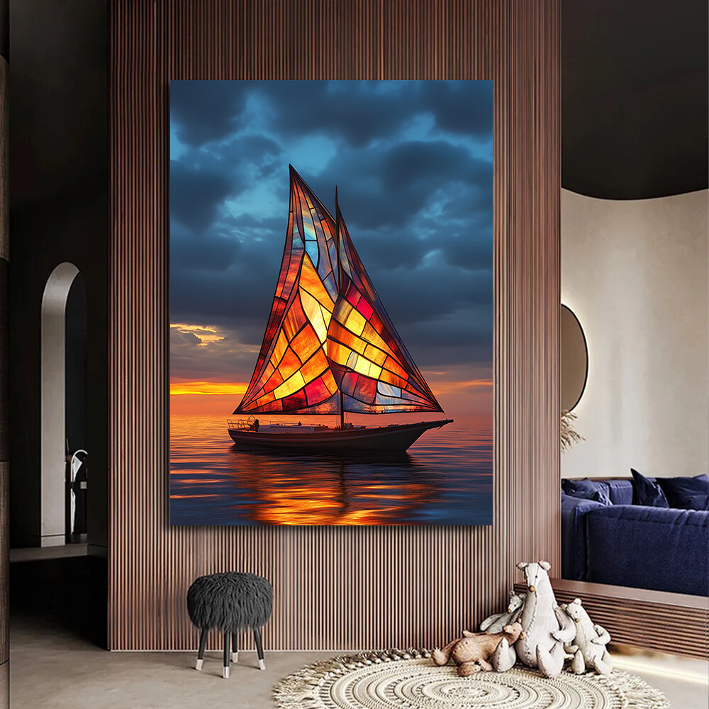 Море / пейзаж, картина море / на стену с парусником, 40х60 см.