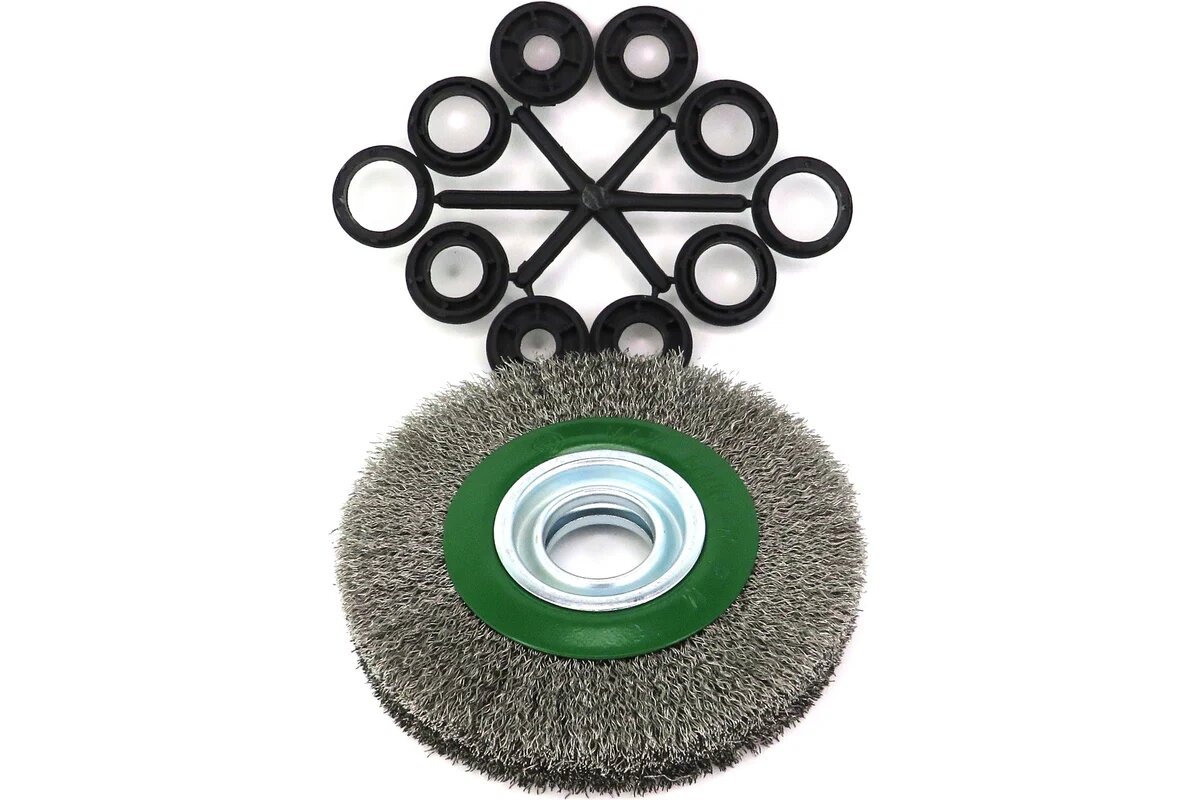 Щетка дисковая EuroBrush 150x22x32 мм гофрированная нержавеющей стали 0,30 мм для зачистки кромок и снятия заусенцев на станках и точилях