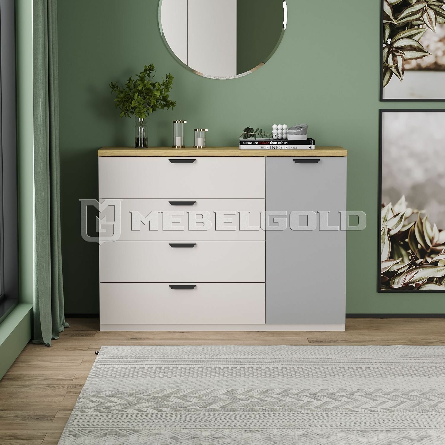 Тумба Anrex Модерн / Modern 1D4S, 130х41х96.5 см — фото 1