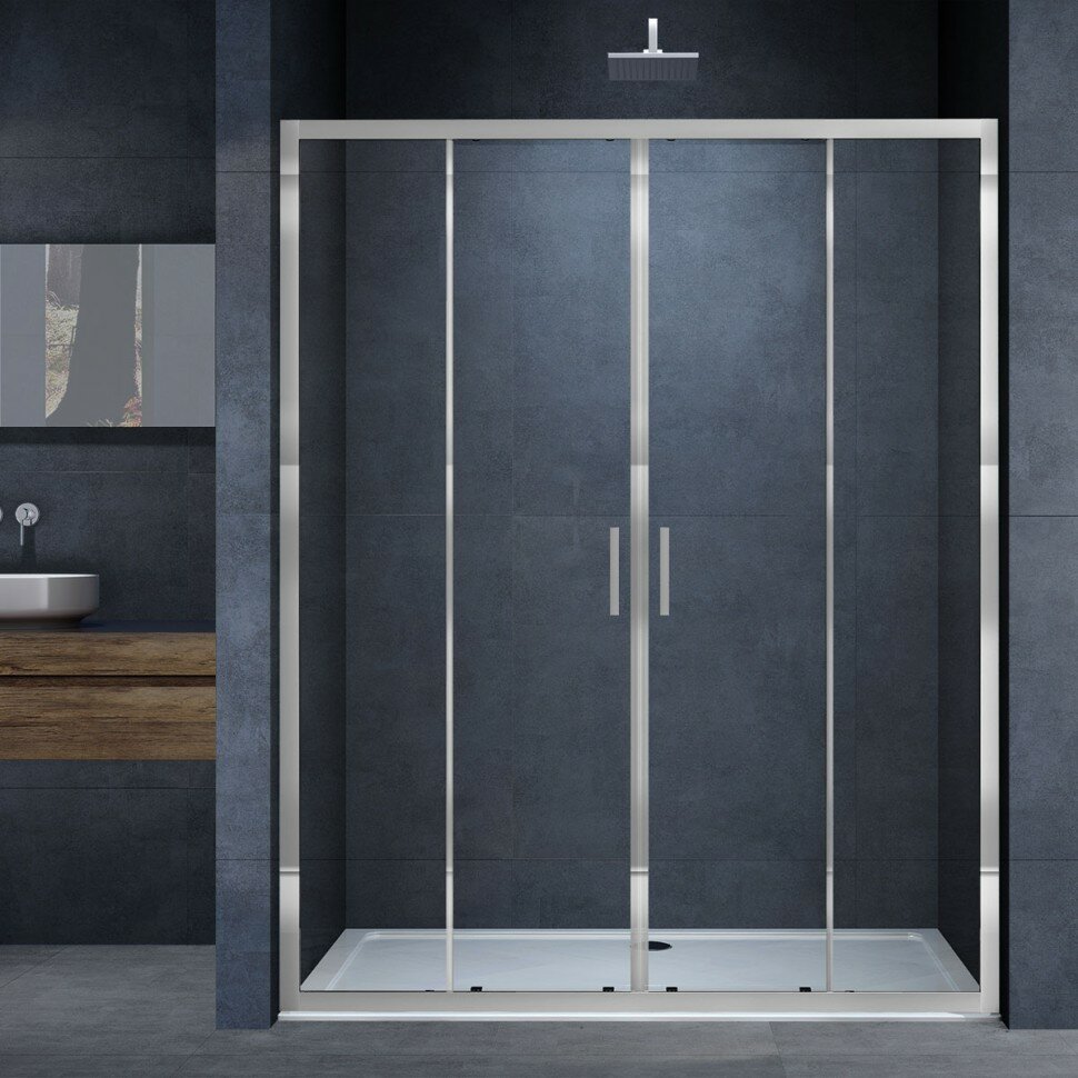 Душевая дверь Альфа (Alpha) VDS-3AL2180CL, 1800, хром, стекло прозрачное