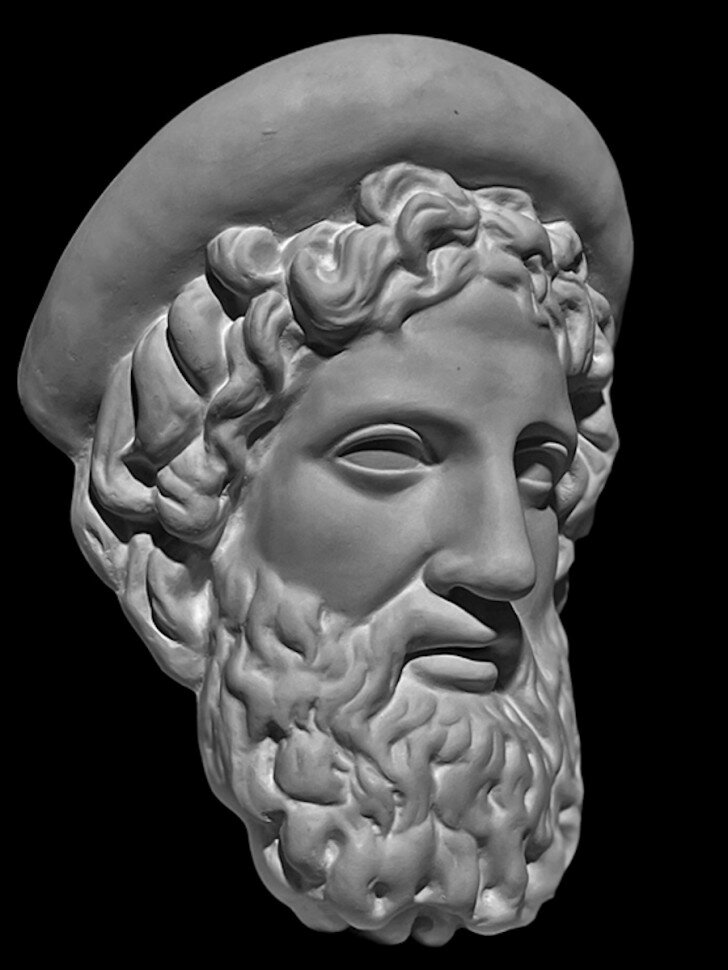 Гипс. Маска Асклепия , h= 41 см, Экорше, артикул 90-957