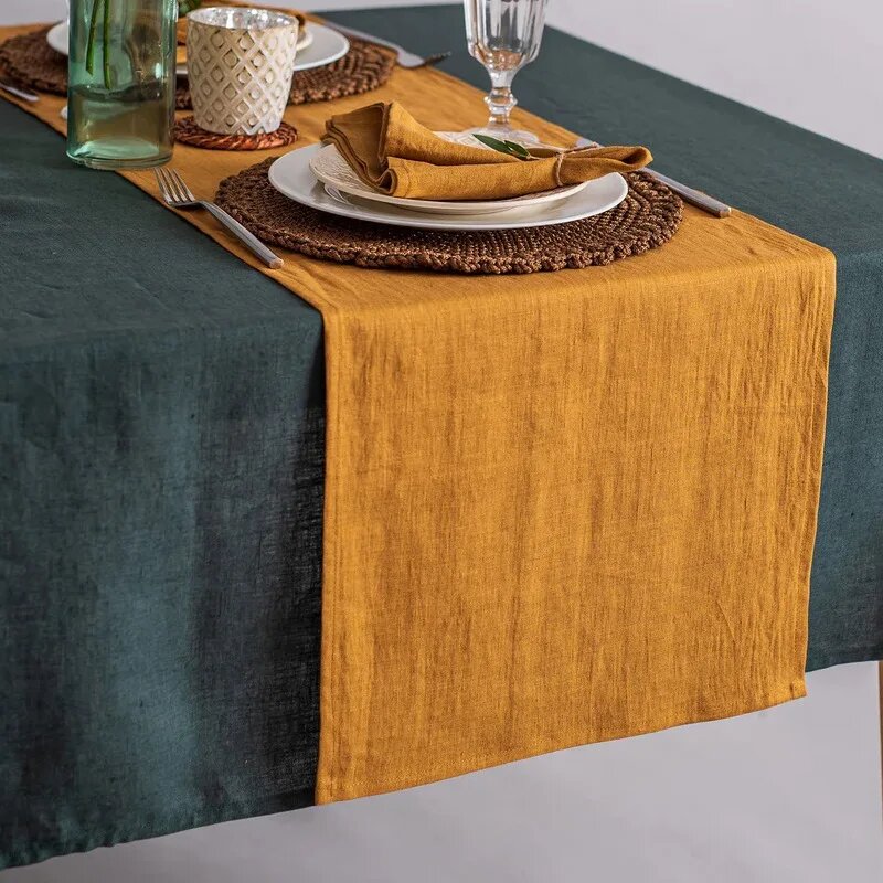 Французский льняной стол из 100% камня, дорожка для мытья стола на заказ, роскошная 40x140cm, yellow