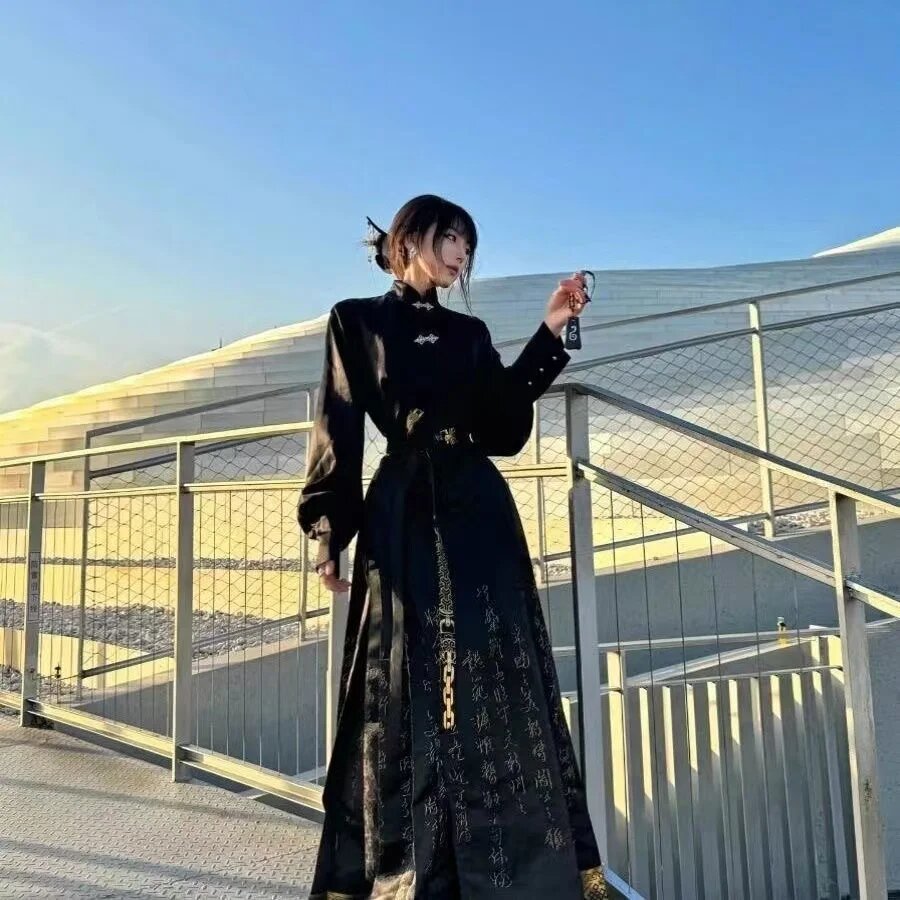 Ханьфу костюм черный полиэстер XXL, full set