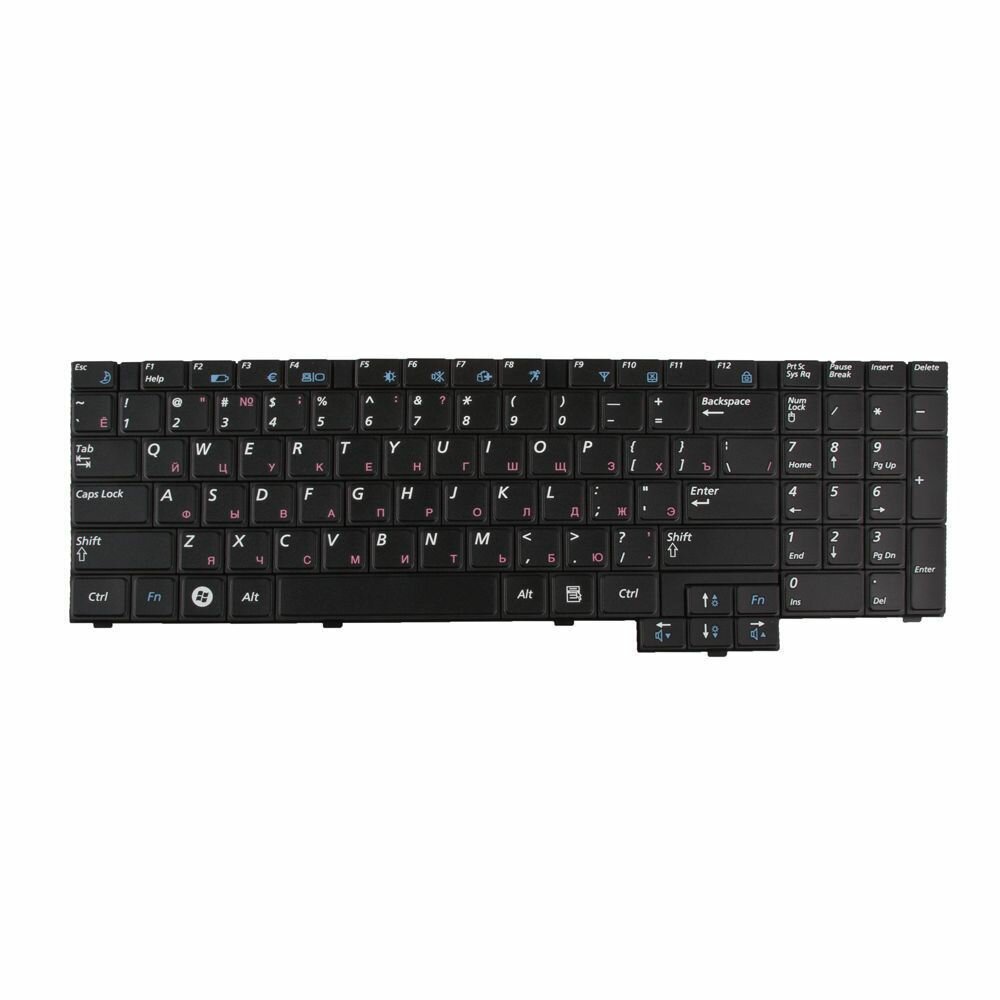Клавиатура для Samsung R620 R530 R540 R523 R528 (без рамки, чёрная)