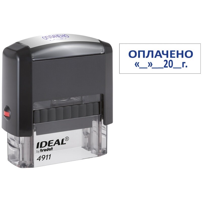 Штамп стандартный Trodat Ideal "Оплачено, дата" 38х14 мм (4911/DB/L3.13 IDEAL)