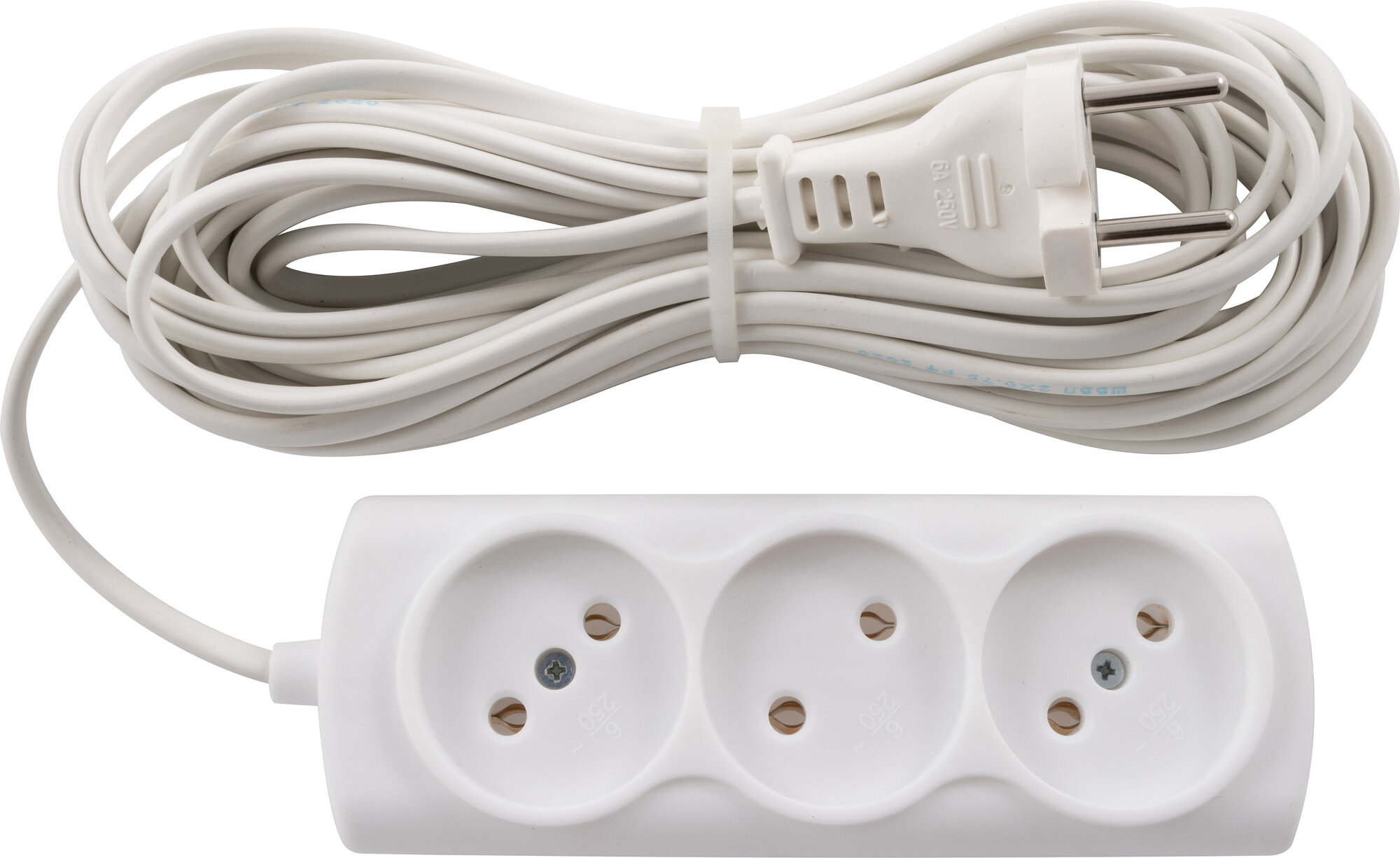 Удлинитель сетевой электрический Engy "Эконом", 10 метров, 3 розетки, белый