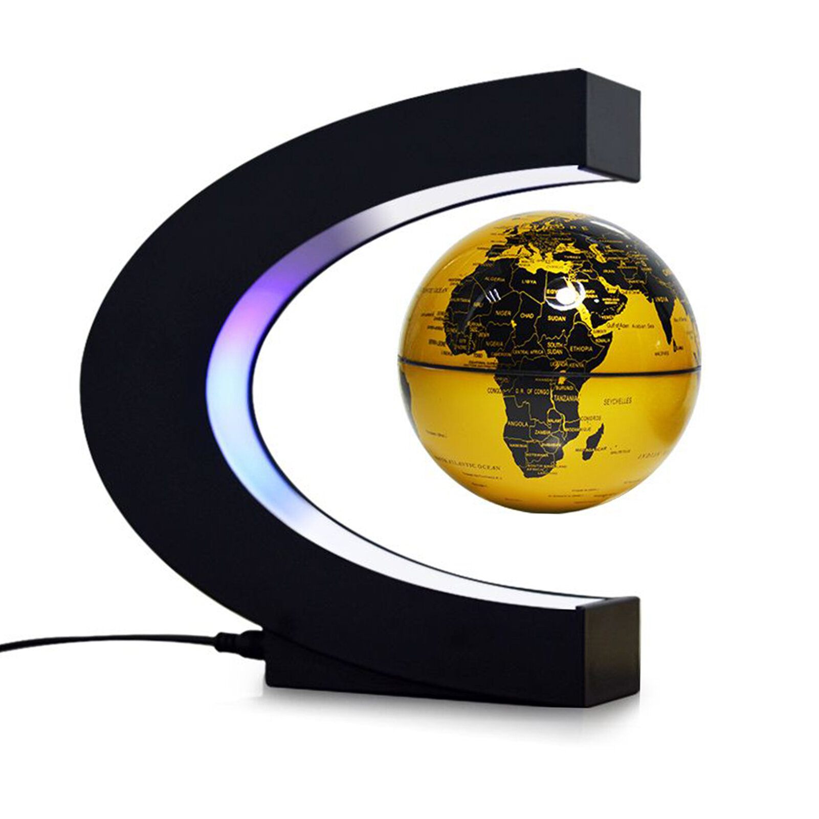 3-Дюймовый Плавающий Глобус с Магнитной Левитацией, Карта Мира, Глобус с Основанием C-Образной Формы, Светодиодные Фонари для Обучения, Украшение Домашнего Офисного Стола