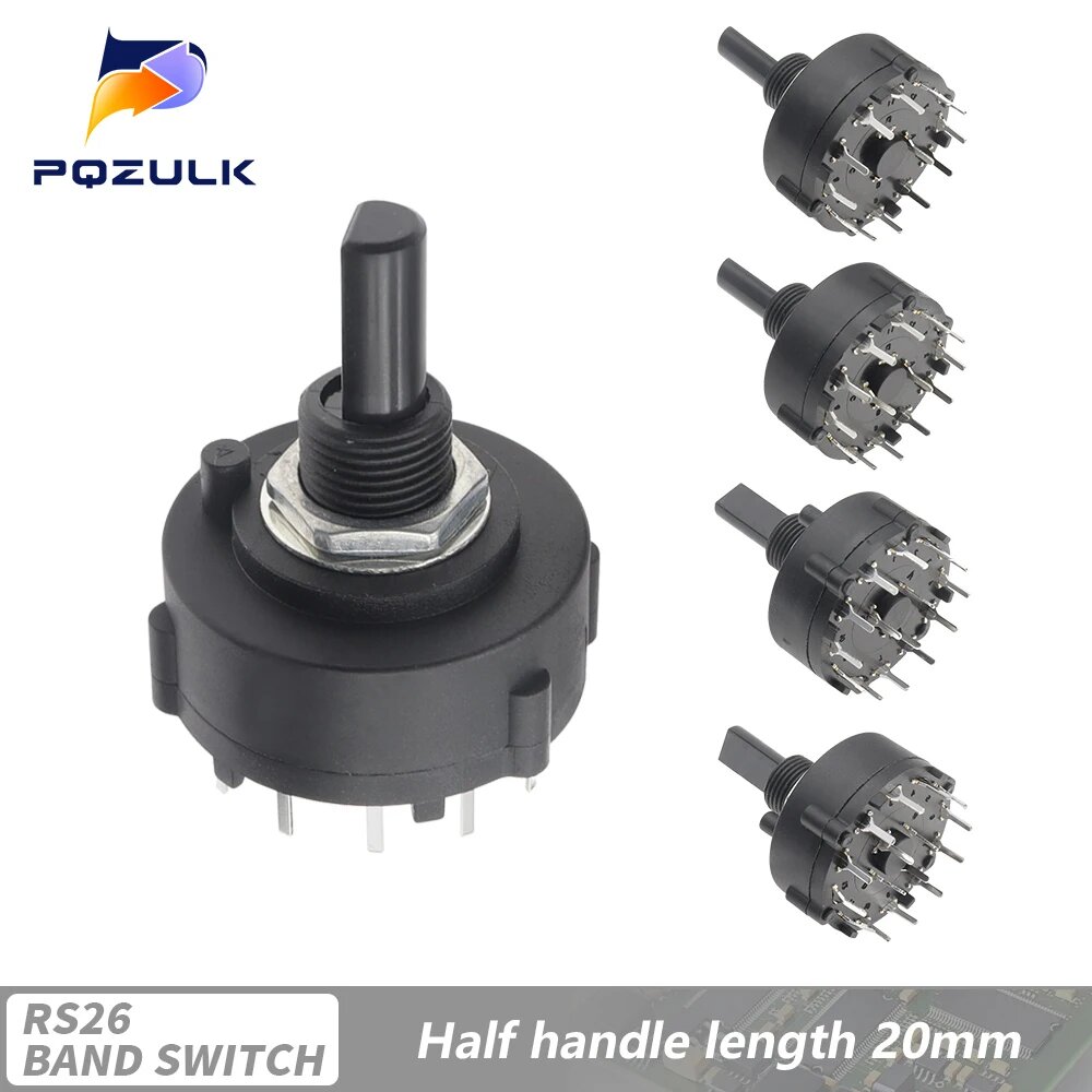 PQZULK Поворотные переключатели SR26 2 шт. 2 Pole 6, Half shaft 20mm