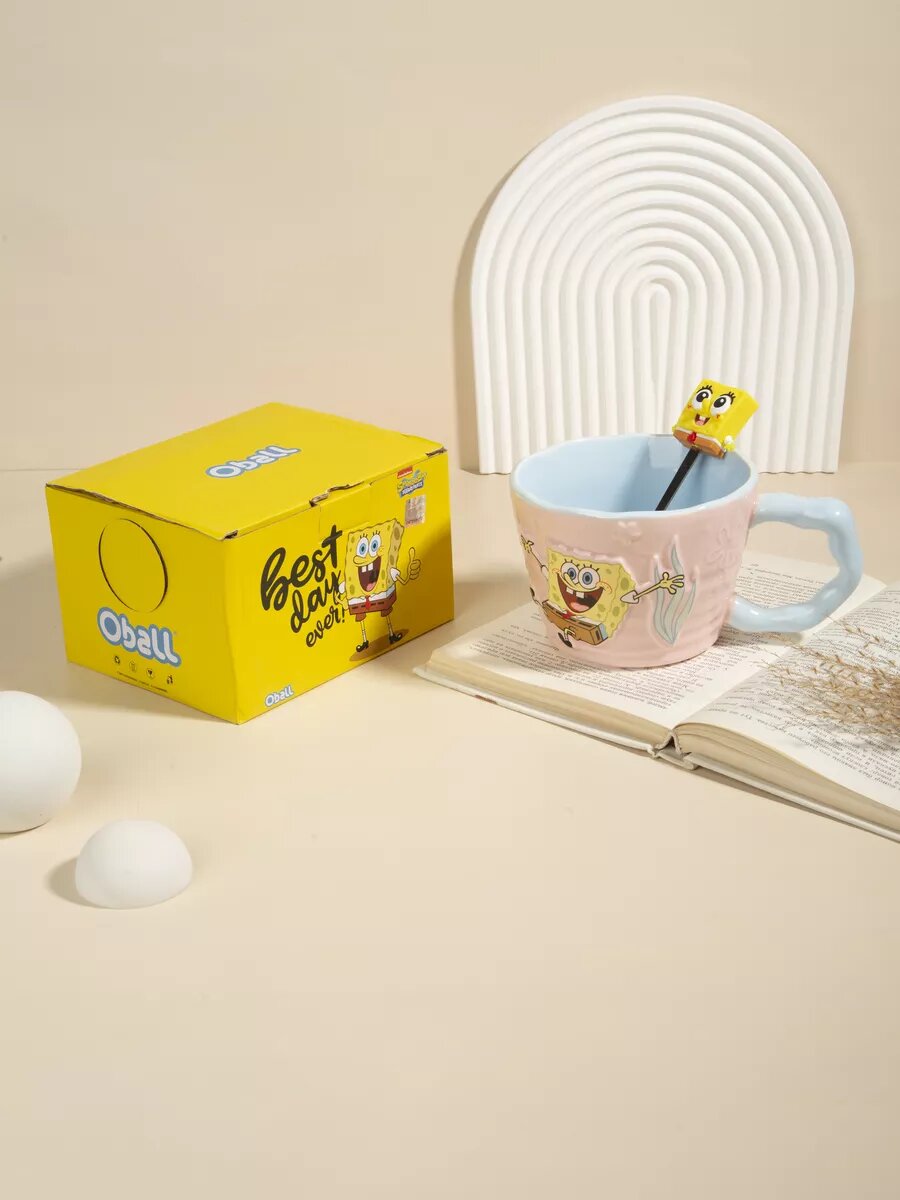 Кружка DB HOMME "Губка Боб", для СВЧ и посудомойки, керамика, 500мл