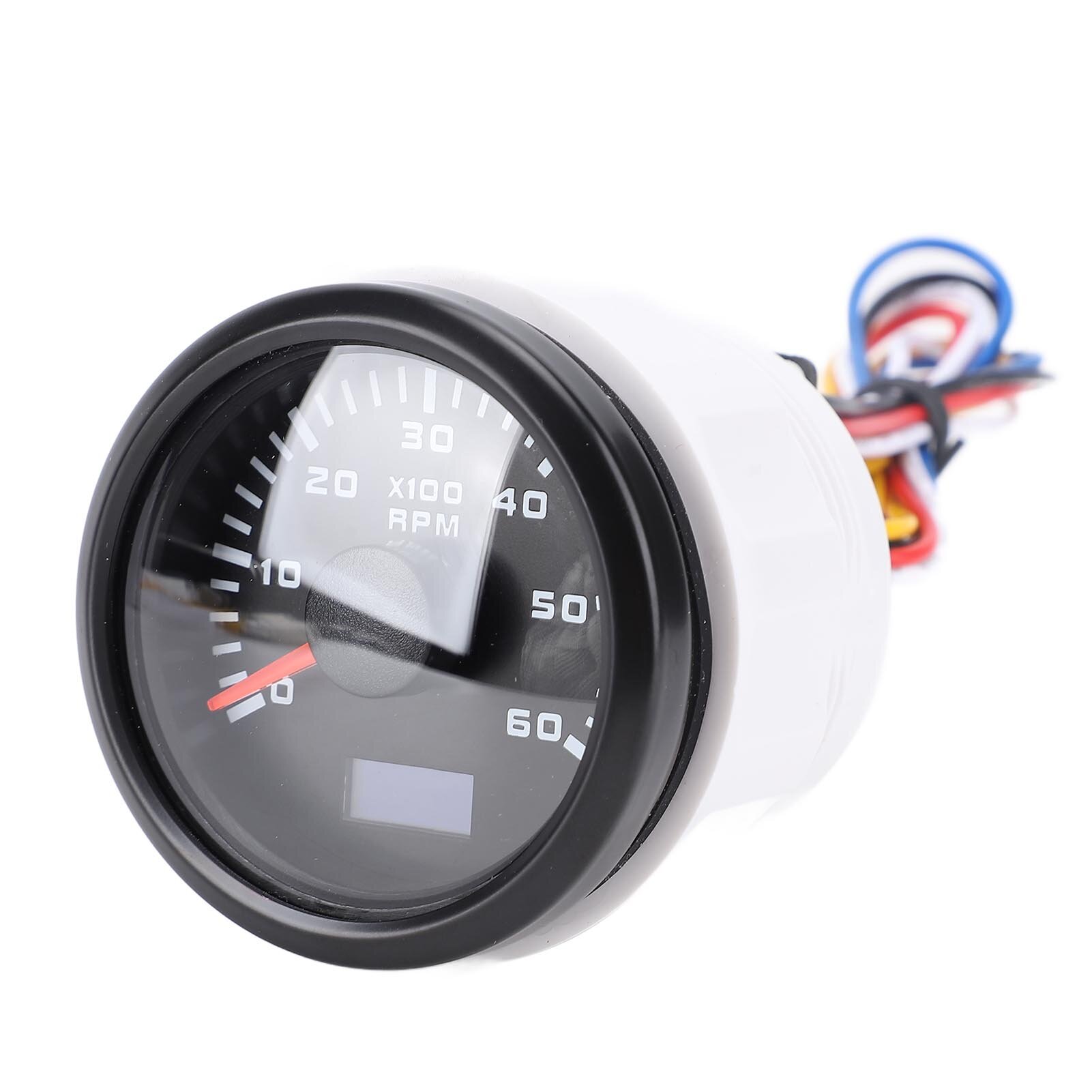 52 мм 2-дюймовый автомобильный тахометр 6000 об/мин с счетчиком моточасов 7 цветов подсветки комплект для грузовика тягача автомобиля автофургона лодки черный циферблат черная крышка CX6227B