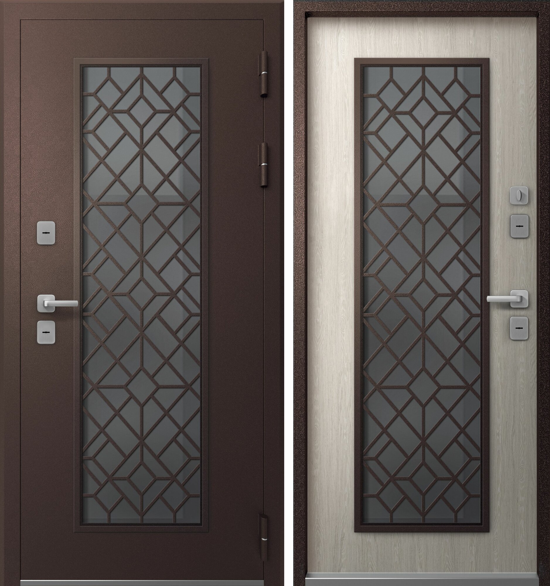 Дверь входная металлическая с терморазрывом Эталон Термо-СП10 Шоколад муар блеск-Дуб полярный 960 левая