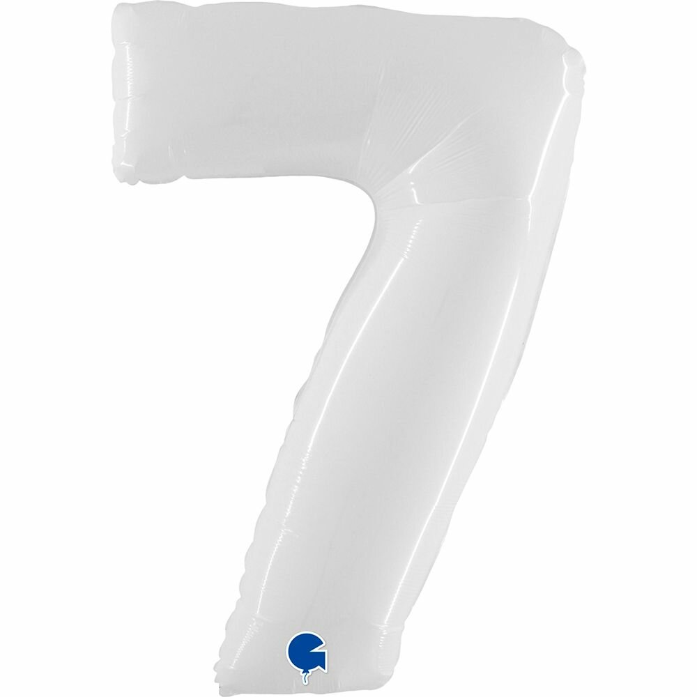 Шар фольгированный Grabo 40 дюймов, 102 см Цифра 7, Белый