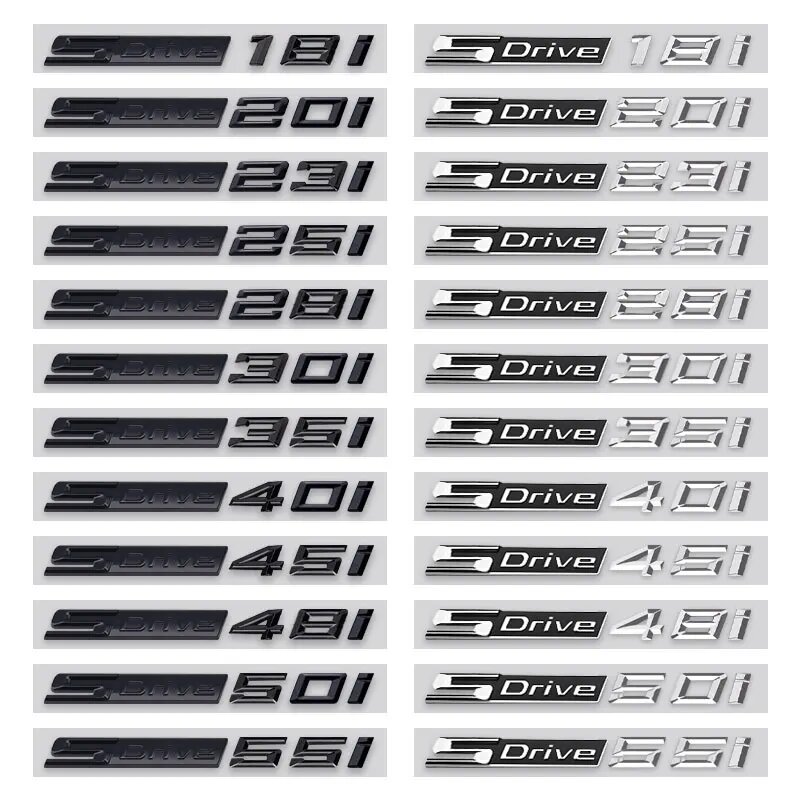SDRIVE 18i 20i 23i 25i 28i 30i 35d 40d 45i 48i 55i наклейки с логотипом автомобиля для X1 X5 3 7 sdrive i d объемная этикетка на багажник с боковым хвостом chrome, SDrive 18i