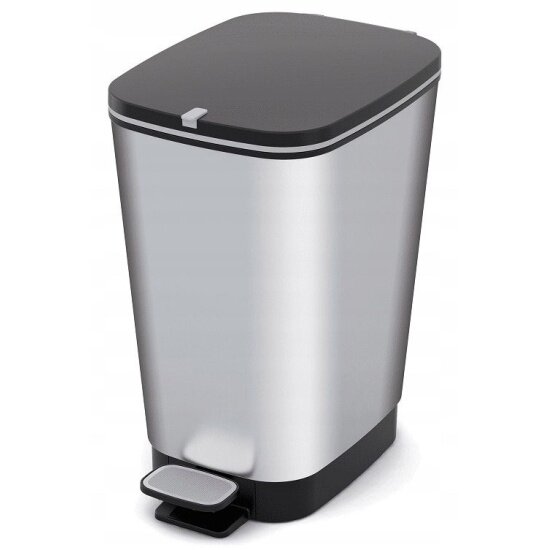 Ведро мусорное Kis Chic 25 л, с педалью и крышкой, пластик, серый (237544)