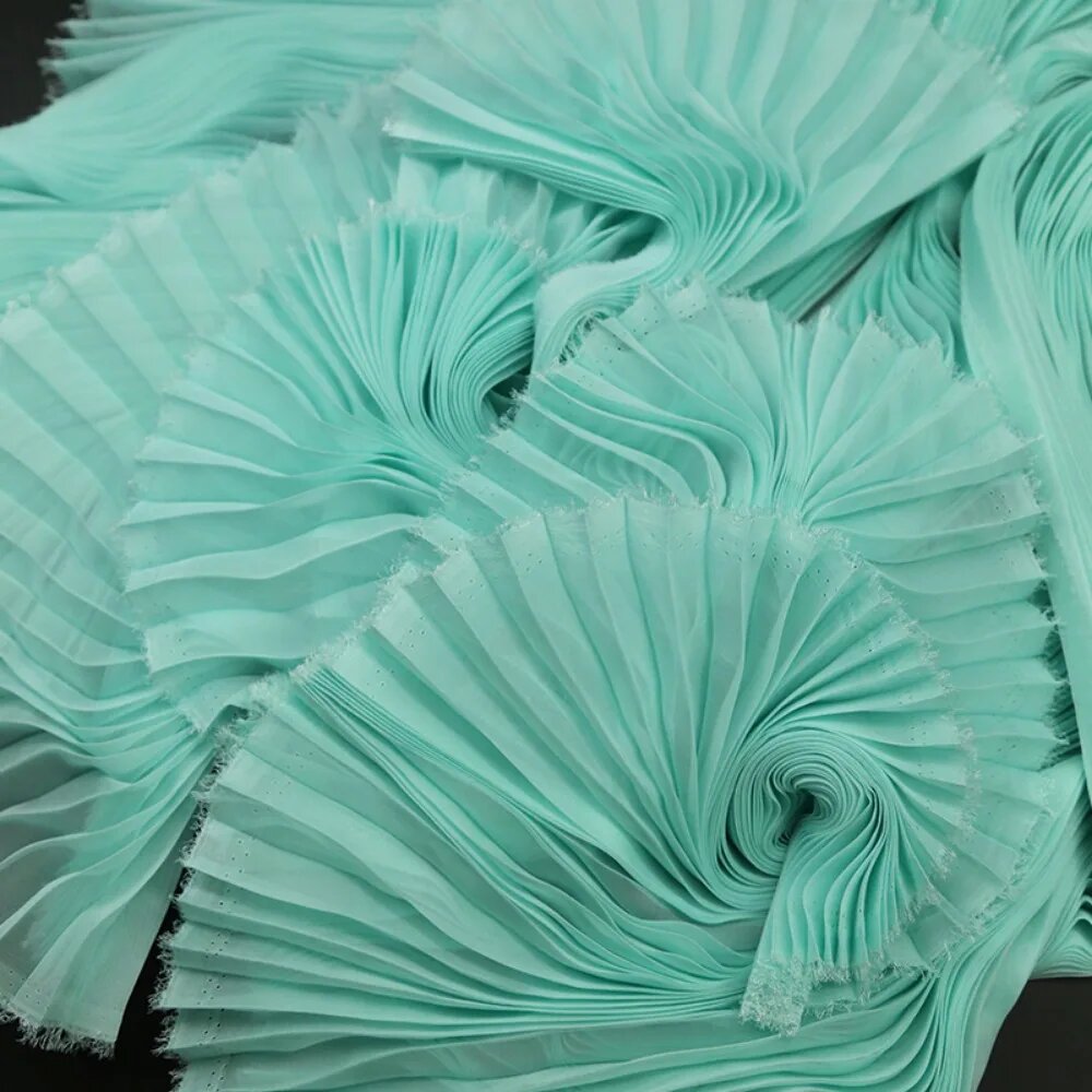 Шифоновая плиссированная ткань из органзы, полиэстер, 1 метр Green