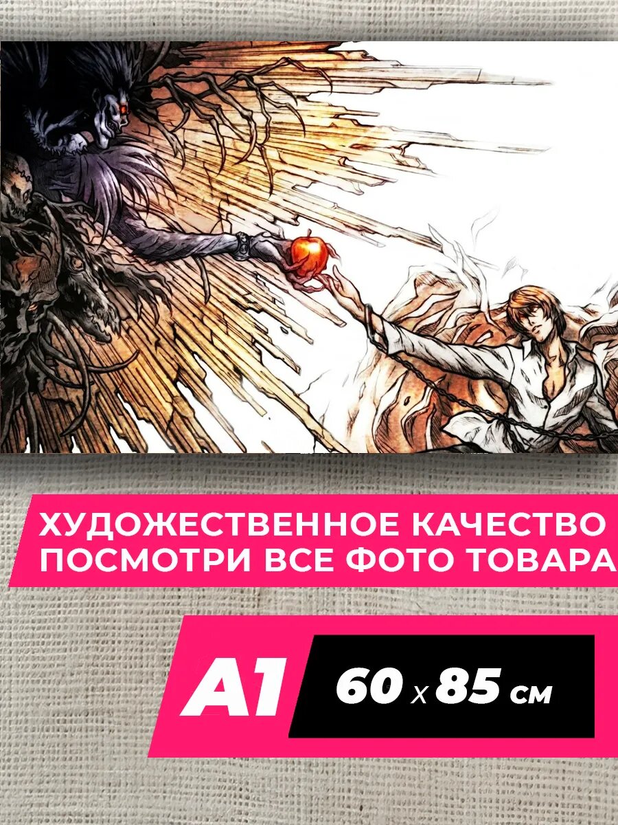 Постер Тетрадь смерти на стену 25 Death Note A1, матовая фотобумага премиум качества