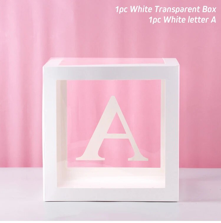 Коробка с именем алфавита, прозрачная коробка для воздушных шаров на день рождения, свадебные шары, украшение для вечеринки в честь первого дня рождения, детский латексный шар, детский душ