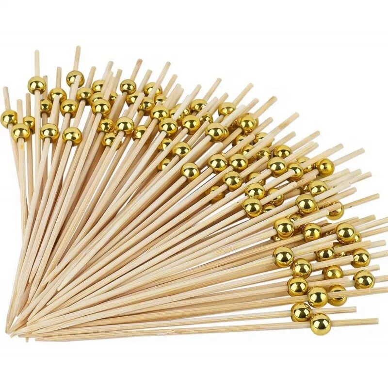 Бамбуковые фруктовые палочки белые 12 см 100 шт Gold