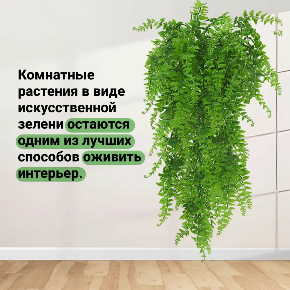 Папоротник настенный свисающий, растение на стену, для декора интерьера цветок декоративная зелень