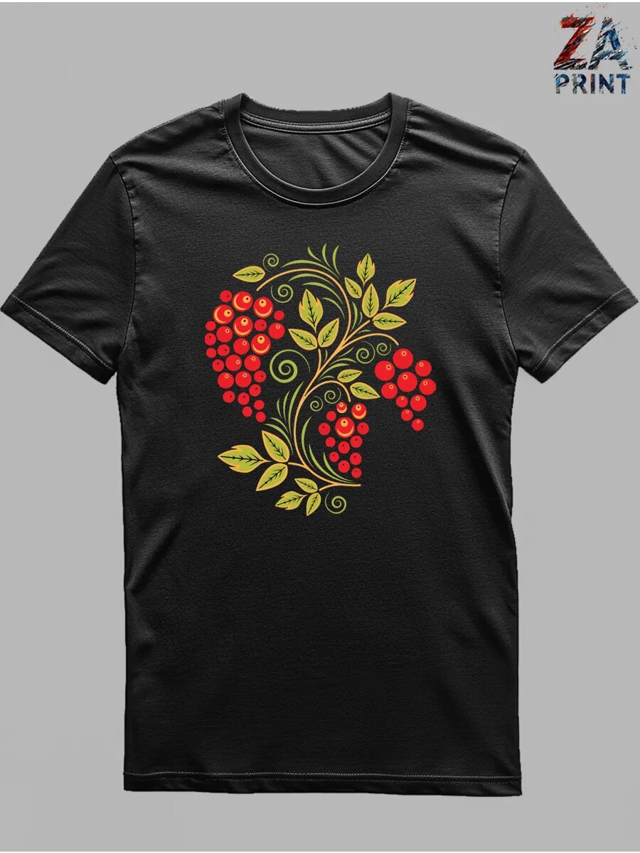 Футболка русский народный узор хохлома