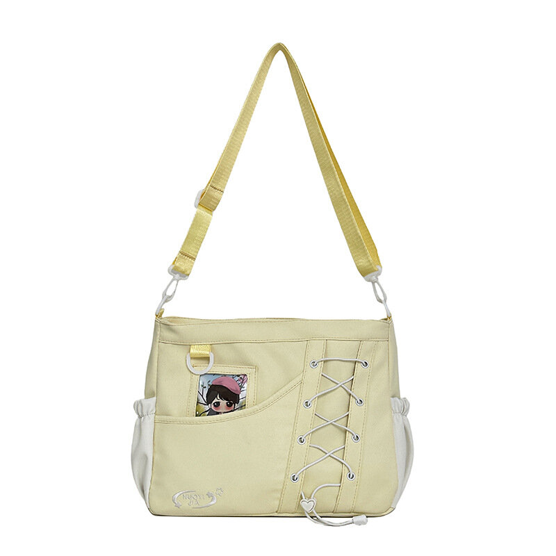 Sac messager en toile de style japonais pour filles, мешок с большой вместимостью бандуля с кружевами и прозрачной сумкой для карт, мешок с деконтрактной школой для университета или повседневной жизни