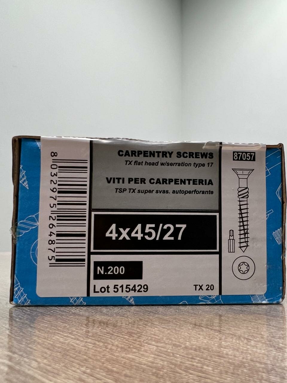Конструкционные саморезы по дереву 4х45, сталь А2 (200 шт.), AMBROVIT