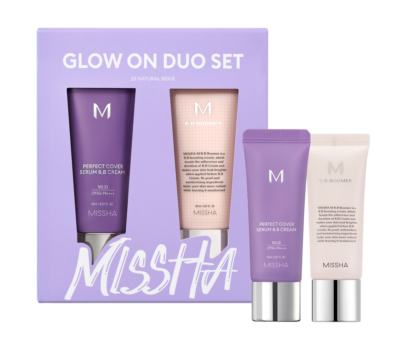 MISSHA Набор (Perfect Cover Serum BB, 20 мл, 23 + М BB Boomer Праймер, 20 мл, Жемчужное Сияние)