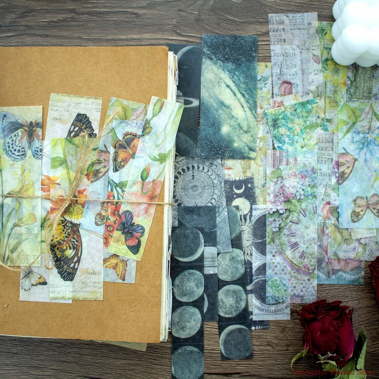 Набор из 45 декоративных наклеек в стиле ретро-планеты