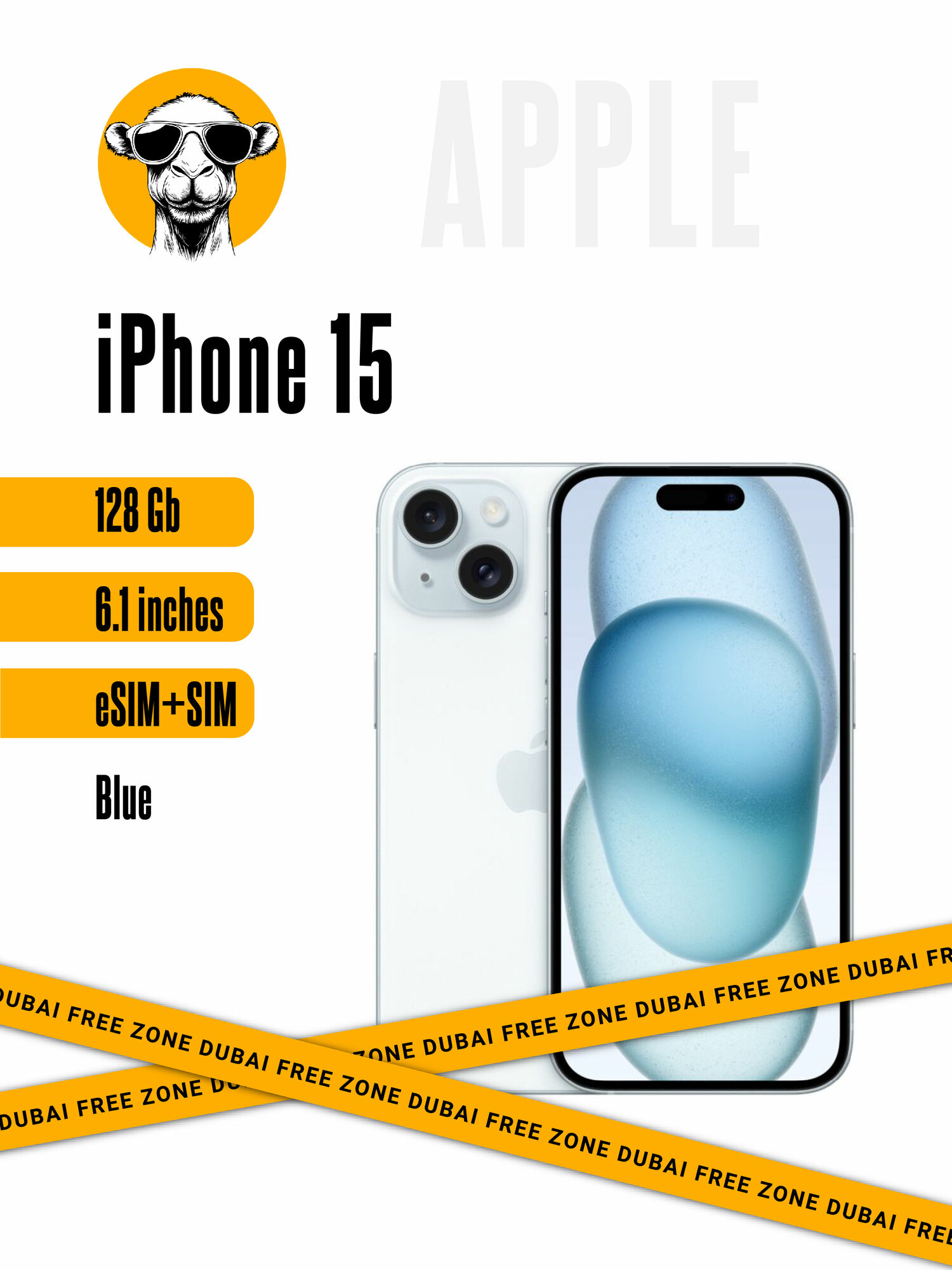 Смартфон iPhone 15 128GB Blue Sim+E-Sim