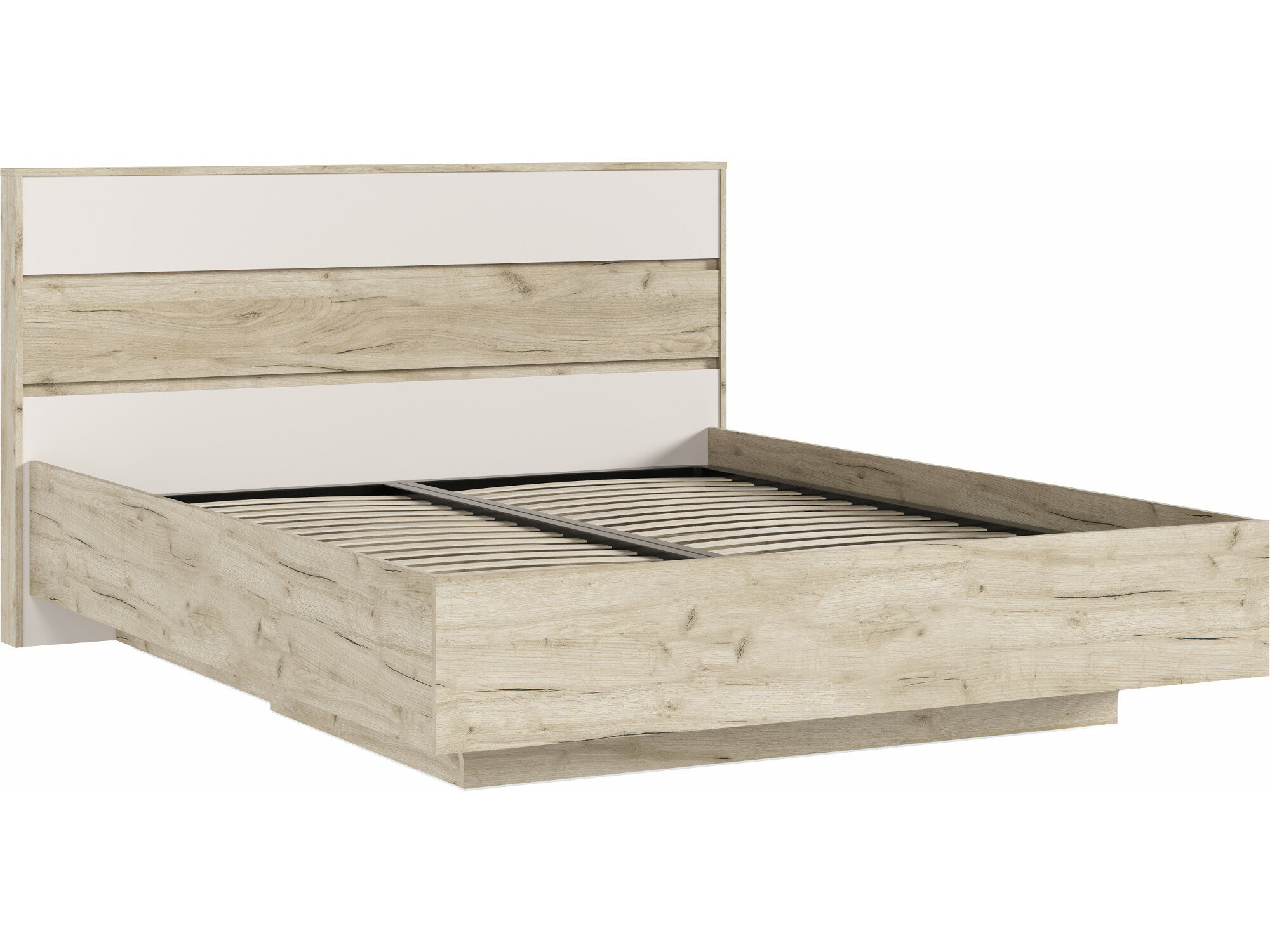 Кровать парящая 1,6м (ортопед металл), Крафт серый/Кашемир