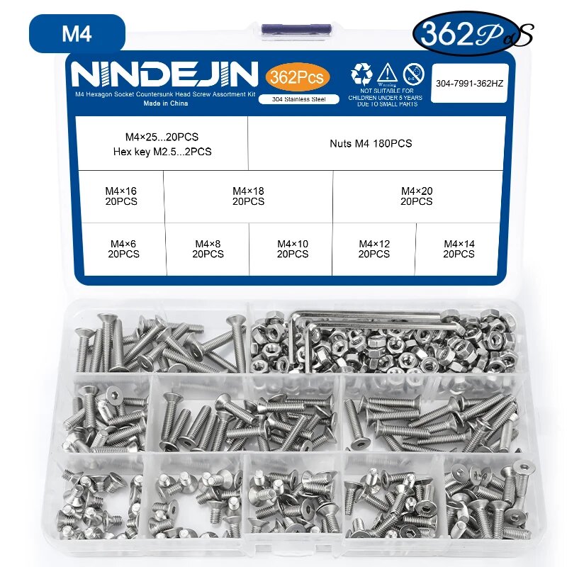 NINDEJIN набор винтов из нержавеющей стали M2-M6