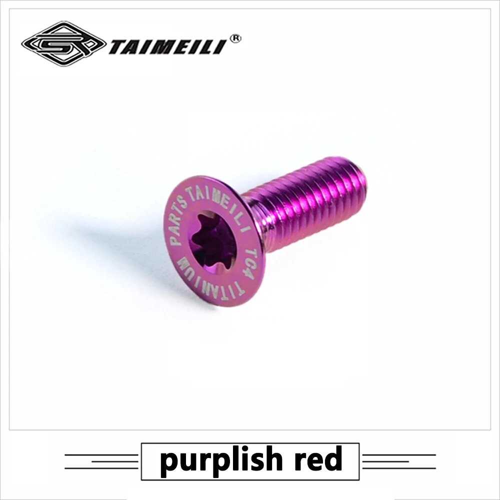 TAIMEILI Винт с потайной головкой из титанового сплава T2 Torx m5x12-20 мм purplish red, M5x15mm