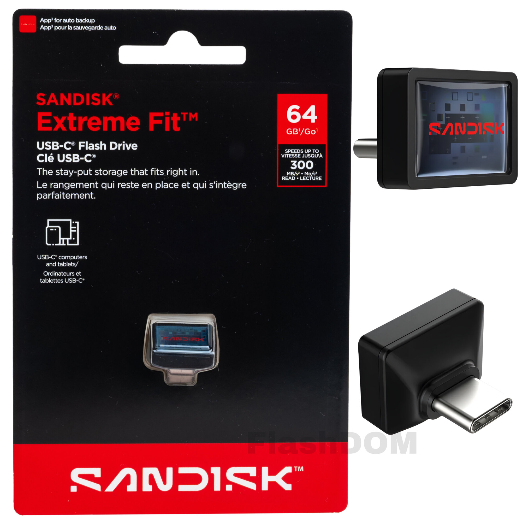 Флеш-накопитель SanDisk 64 ГБ 300 Мб/с Extreme Fit Type-C