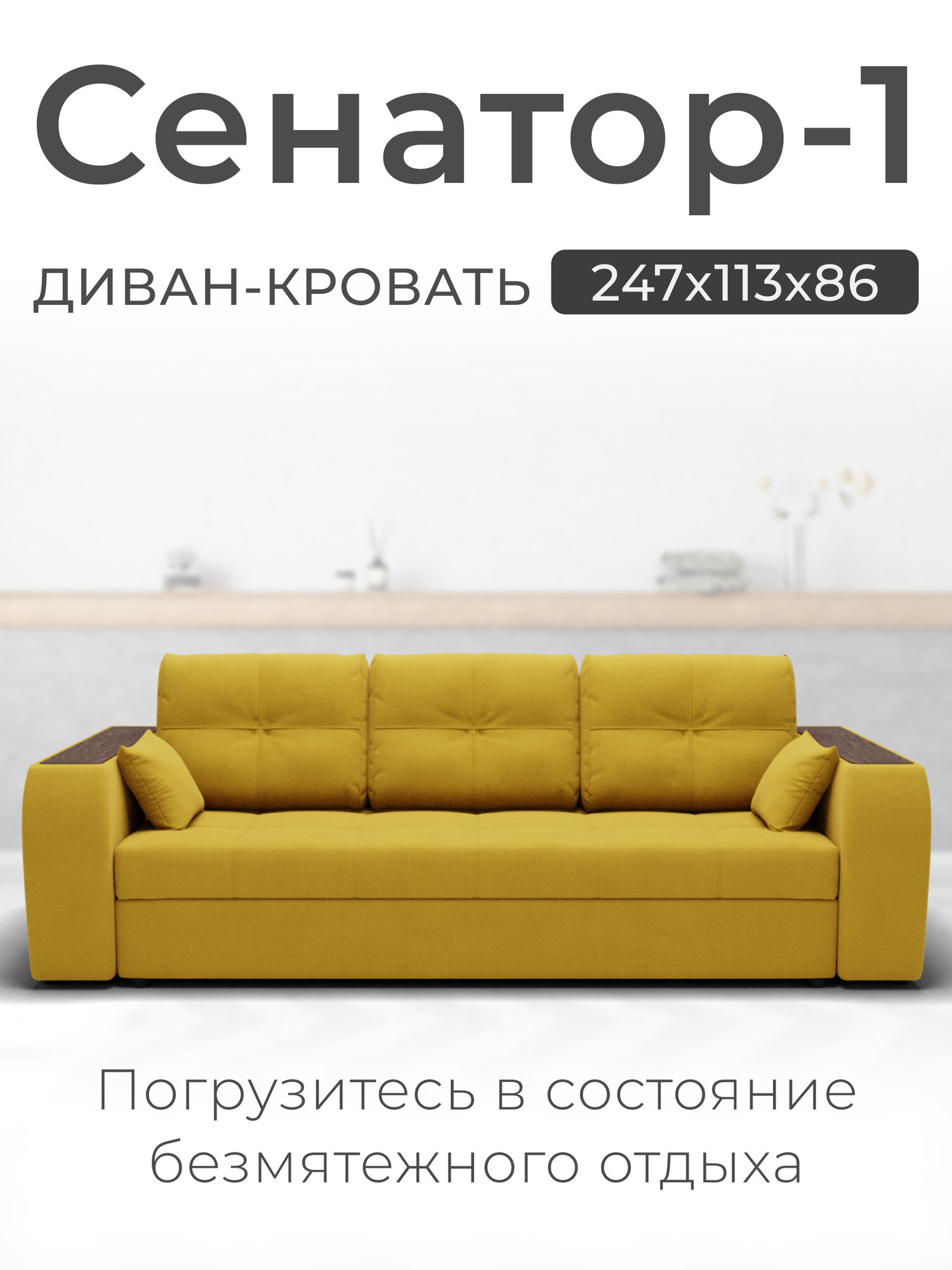 Диван-кровать. Прямой диван Сенатор-1. Механизм трансформации Пантограф. Велютта люкс 40