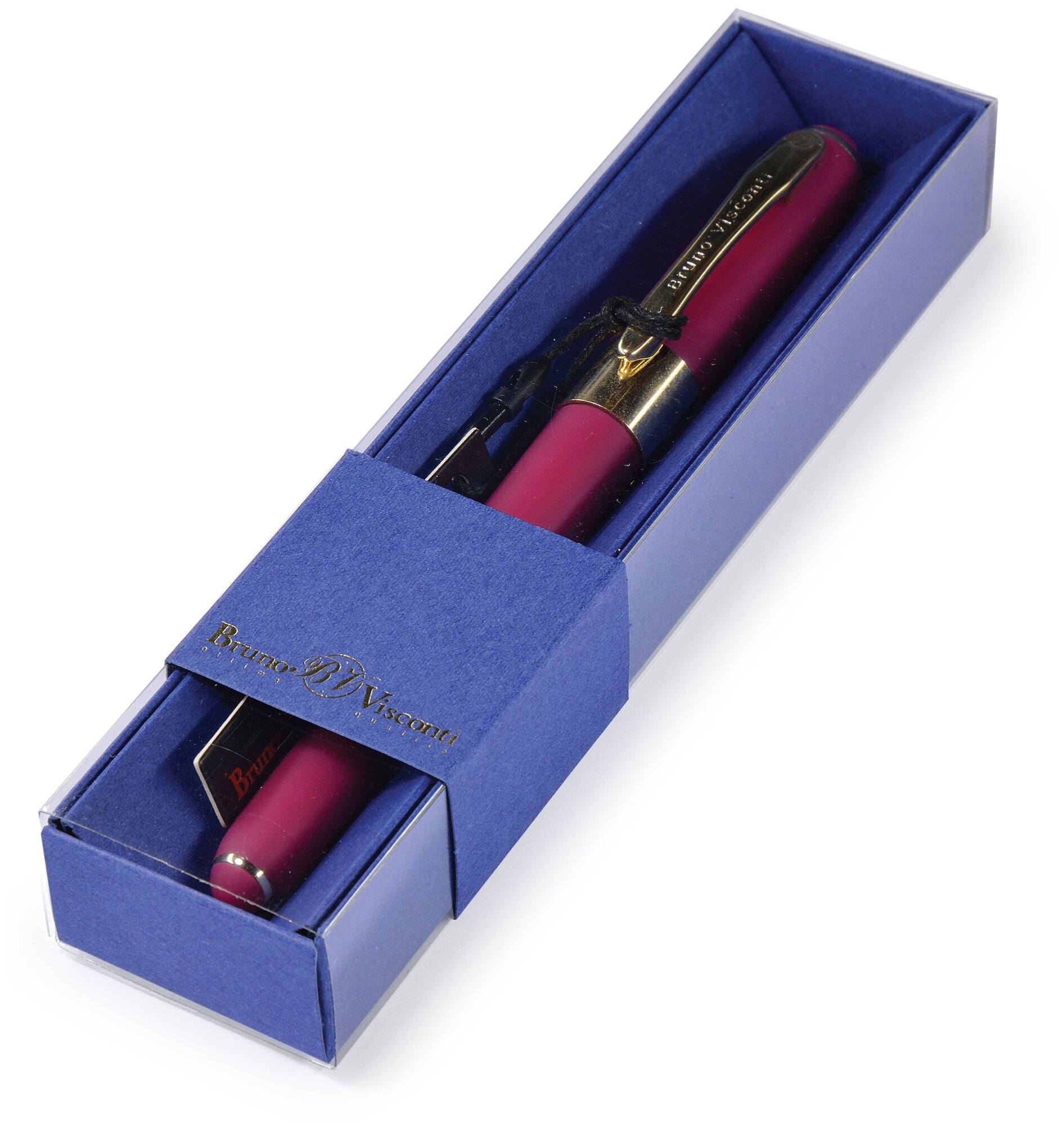 Ручка шариковая автоматическая BrunoVisconti, 0,5 мм, синяя, в футляре, Monaco (пурпурный корпус), Арт. 20-0125/226