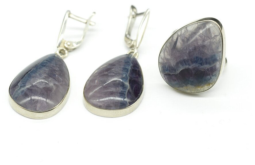 Комплект бижутерии: кольцо, флюорит