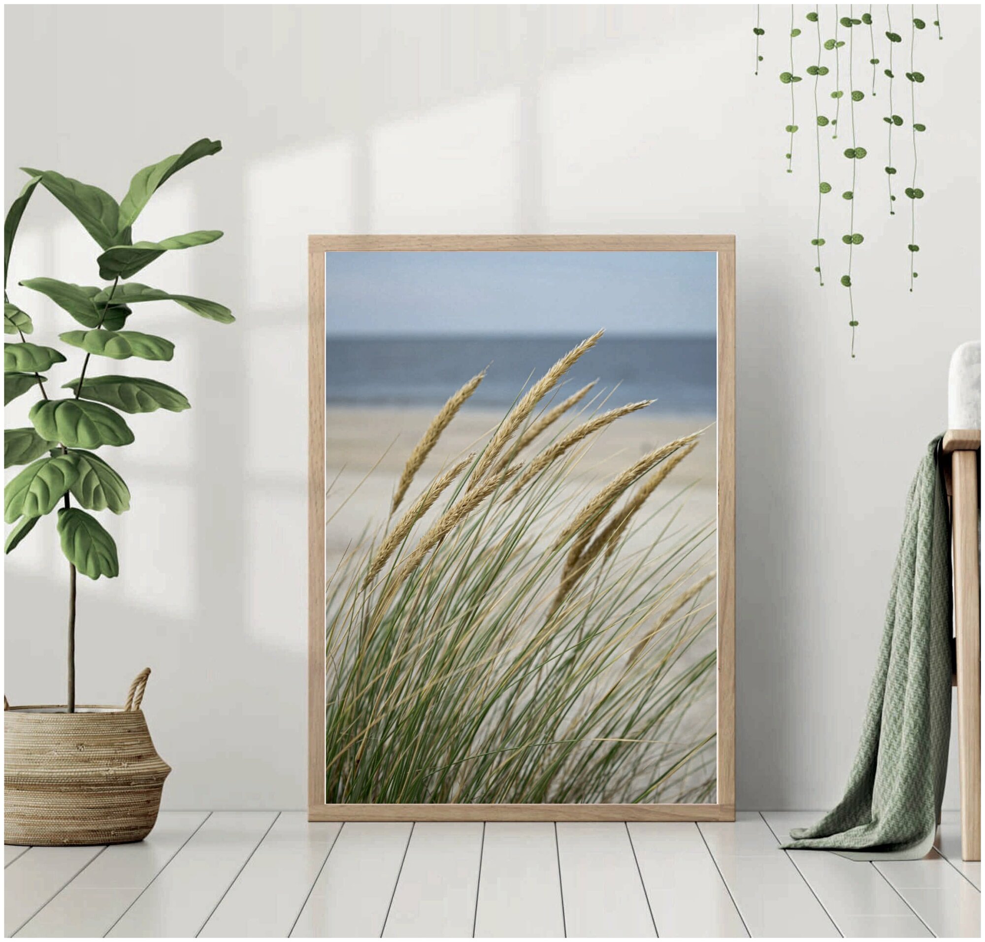 Постер "Колосья травы на ветру" без рамы 50x70 см на стену для интерьера