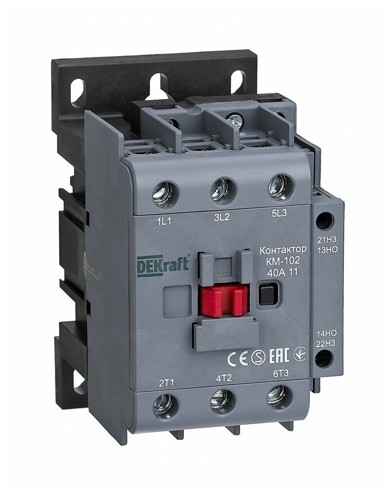 Контактор 40А 220В/230В АС3 АС4 1НО+1НЗ КМ-102 DEKraft 22006DEK