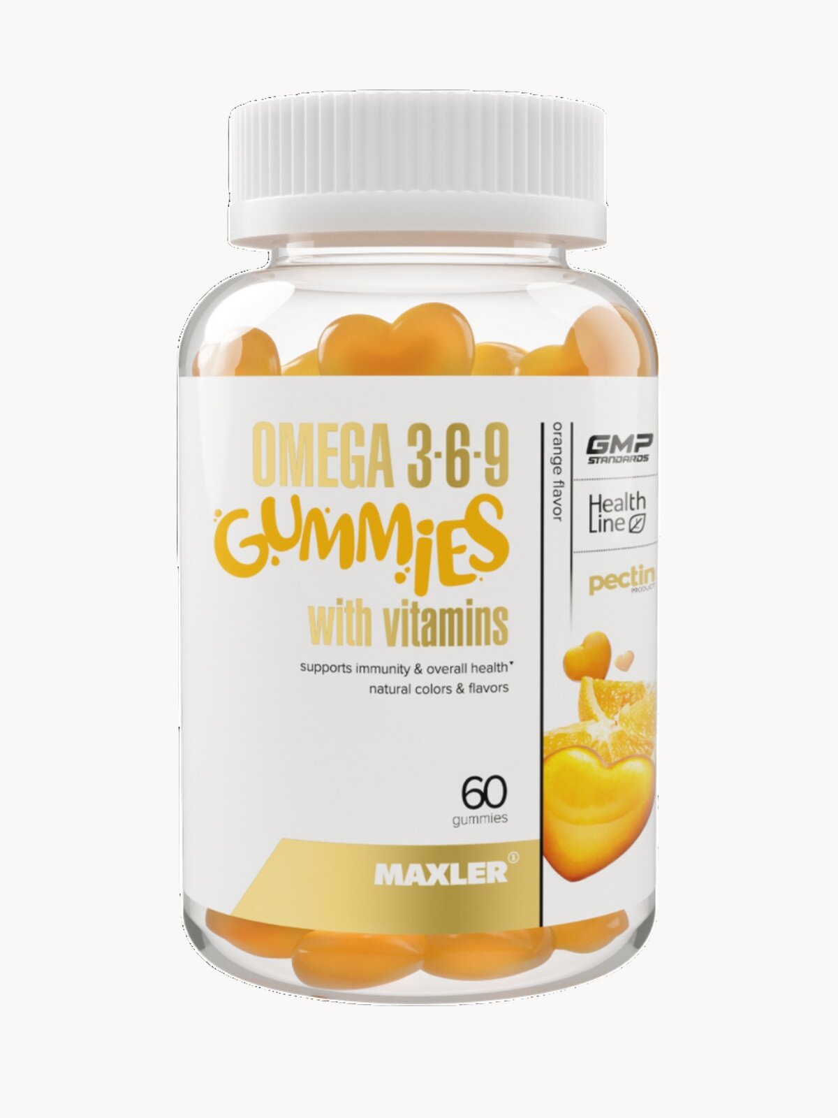 Омега 3 6 9 для детей с витаминами Maxler Omega 3-6-9 Gummies, 60 жевательных пастилок - Апельсин